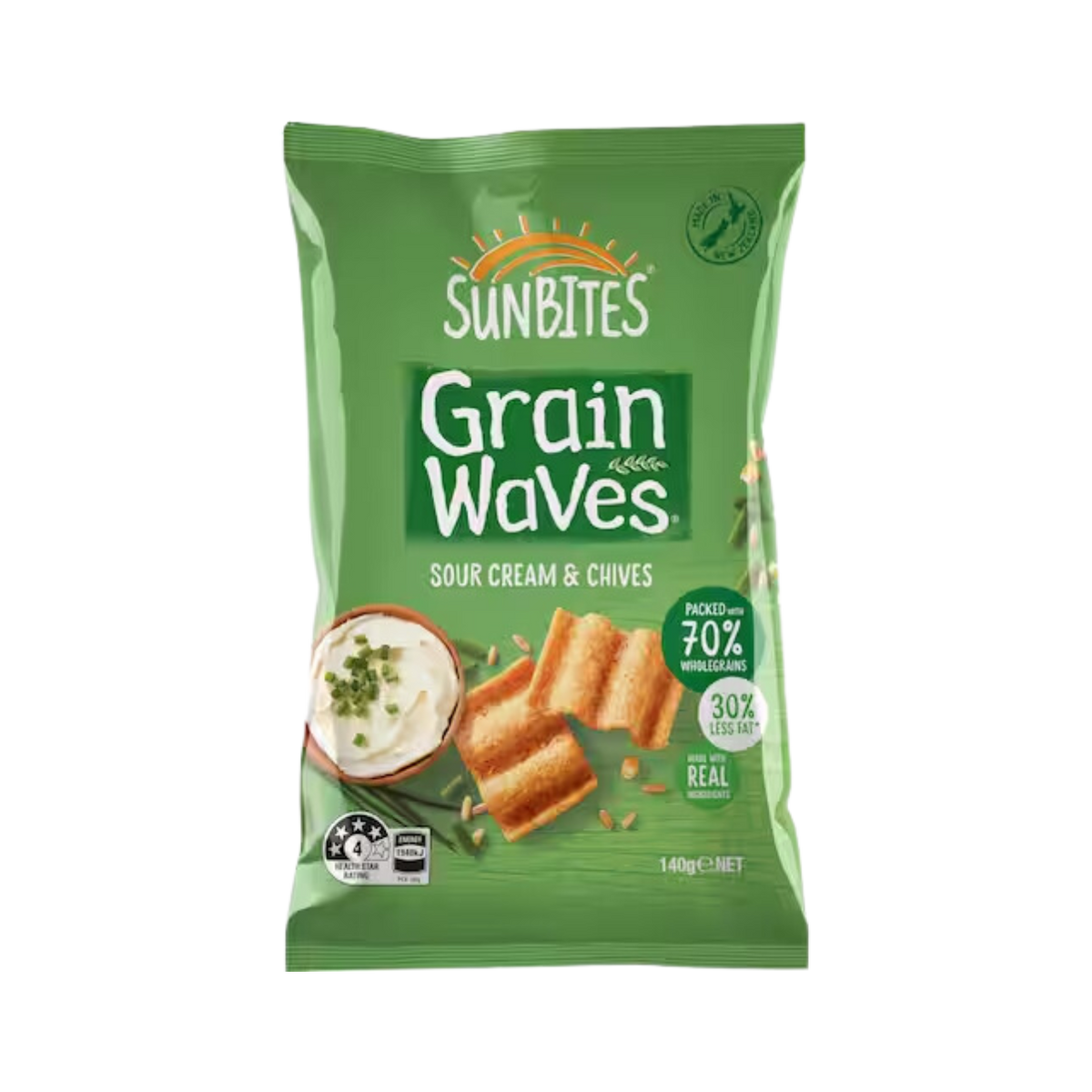Sunbites Grain Waves Sour Cream & Chives (140g) – Eat The Kiwi