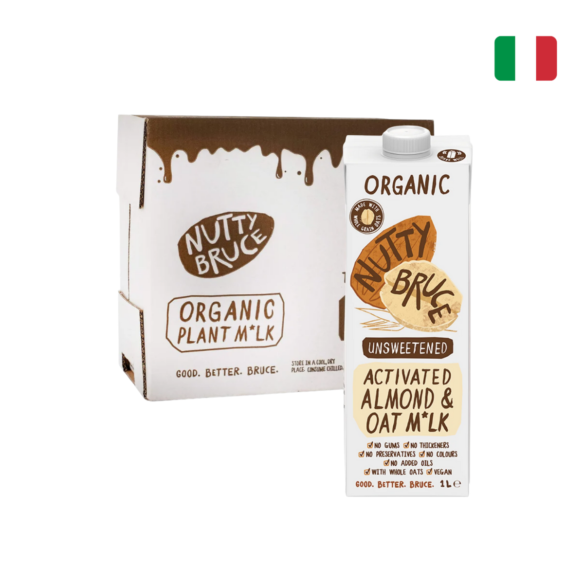 Nutty Bruce Organic Unsweetened Roasted Almond & Oat Milk (6 x 1L ...